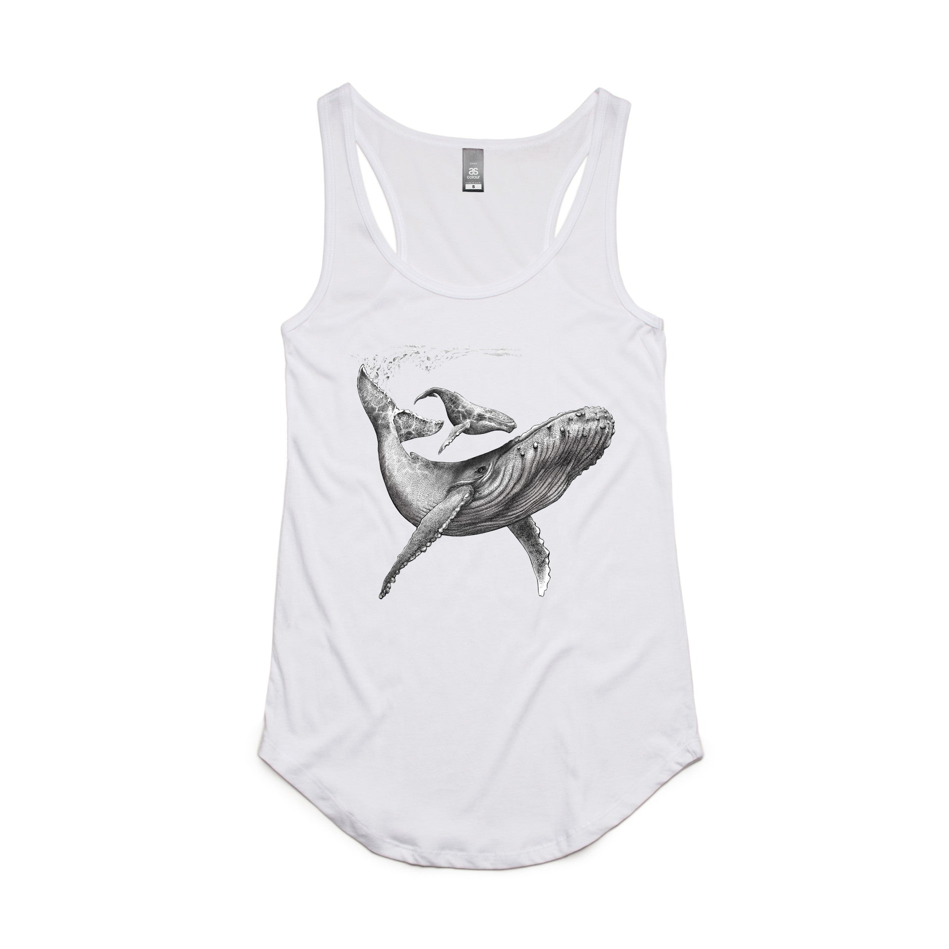 Womens - Racerback - singlet - humpback print – Ningaloo Swimwear