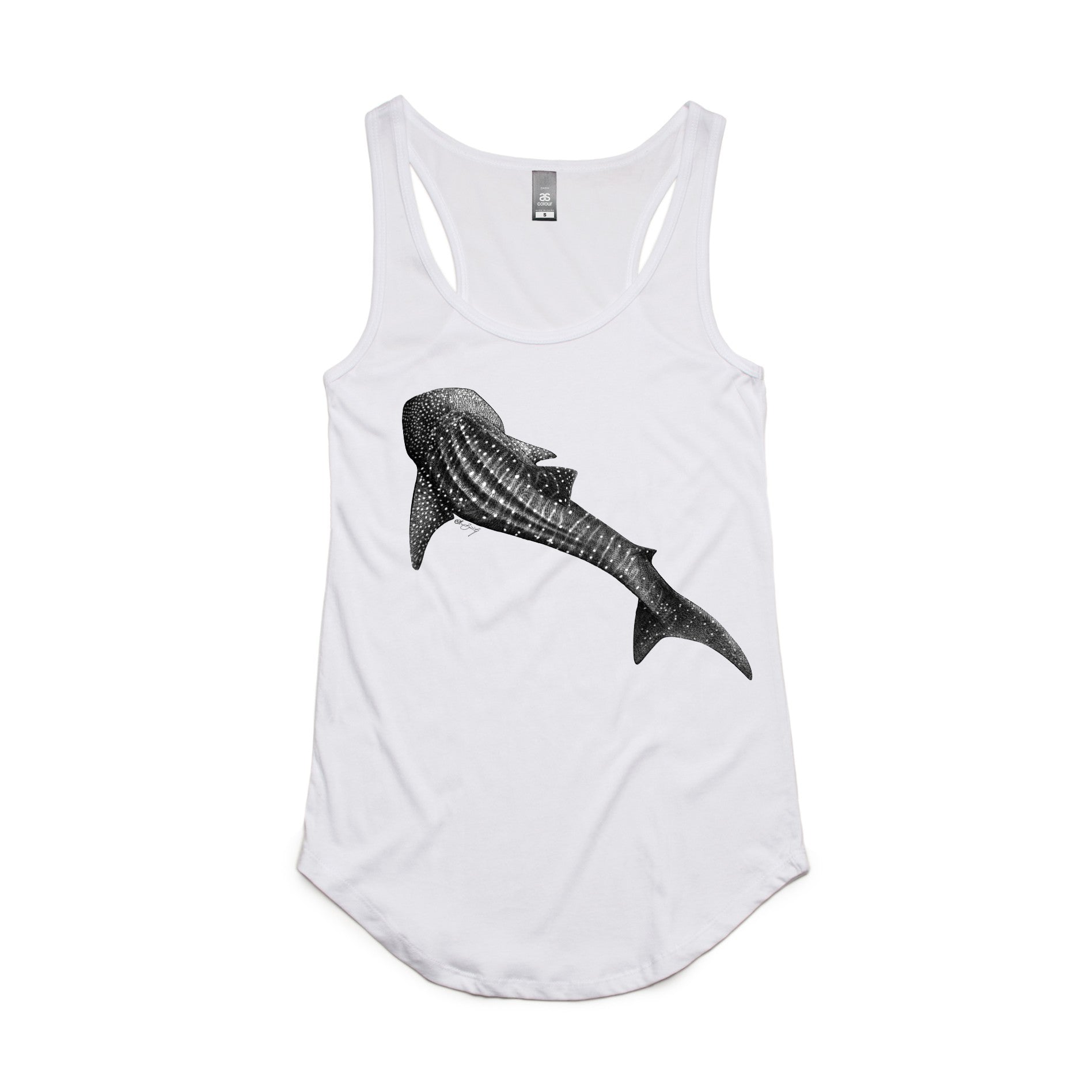 Women's 'Racerback' cut Limited Edition Whale shark print Singlet ...